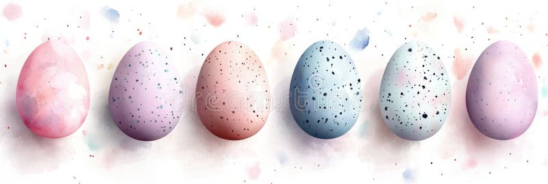 Watercolor Illustration of Speckled Easter Eggs in a Pastel Gradient ...