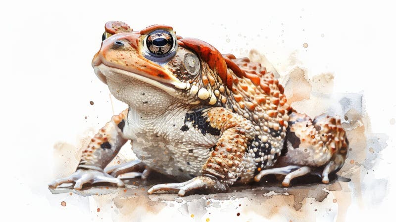 Watercolor Illustration of a Toad in a Natural Setting Stock Photo ...