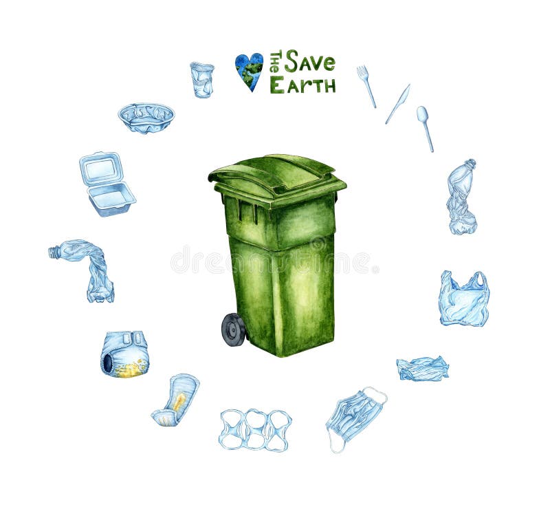 Watercolor Dustbin Stock Illustrations – 17 Watercolor Dustbin Stock ...