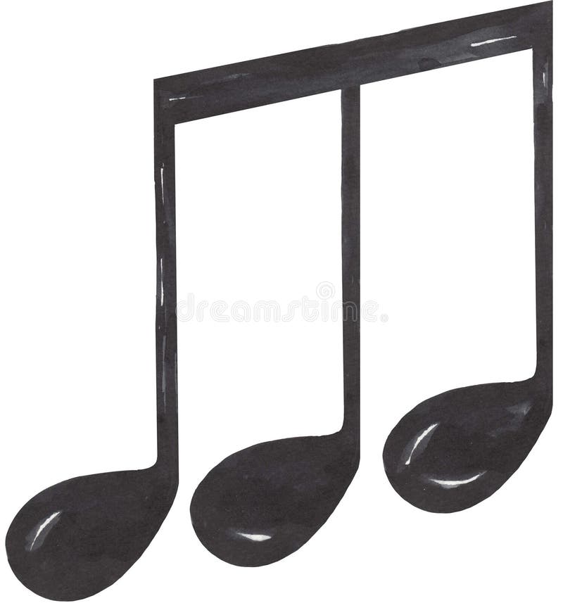 Watercolor Illustration of Two Quaver Music Notes Stock Illustration ...