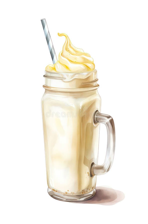 Vanilla Milkshake with Straw and an Isolated White Background Stock ...