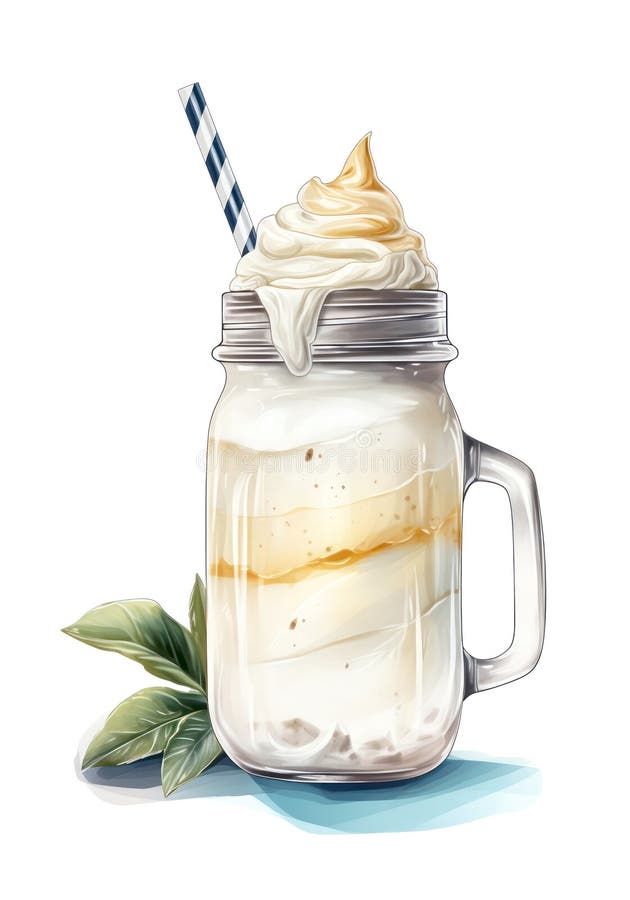 Vanilla Milkshake with an Isolated White Background Stock Illustration ...