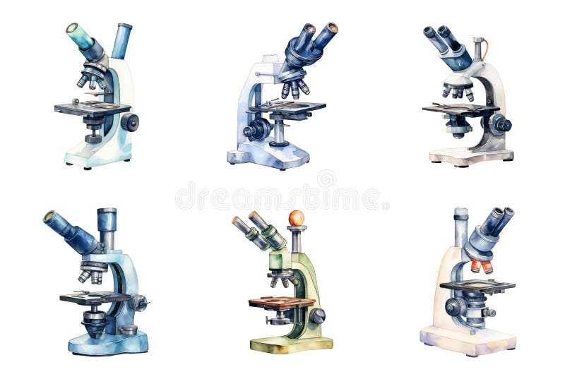 Watercolor Illustrations of Microscopes, Perfect for Science Education ...