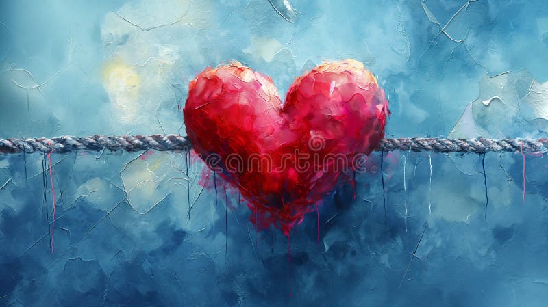 Watercolor Image of Heart Connect through a String with the Sky Stock ... Watercolor Image of Heart Connect through a String with the Sky Stock ...