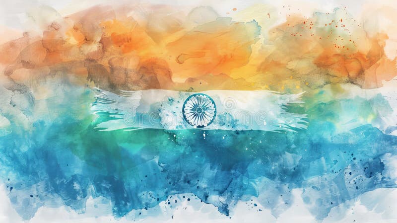 Watercolor Indian Flag Abstract Art Stock Illustration - Illustration ...