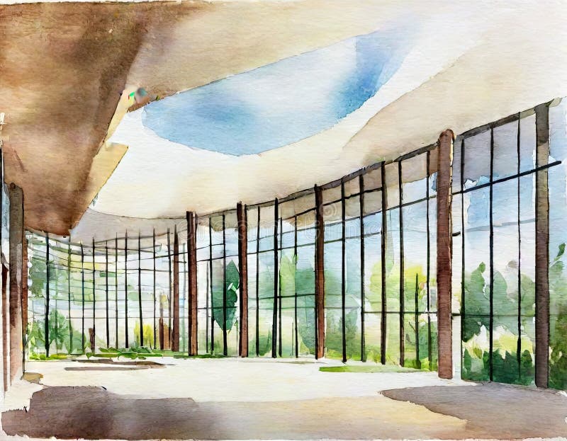 Watercolor of Innovative Construction Project Design for the Stock ...