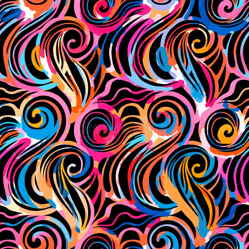 Watercolor Inspiration Seamless Wave Pattern Stock Illustration ...