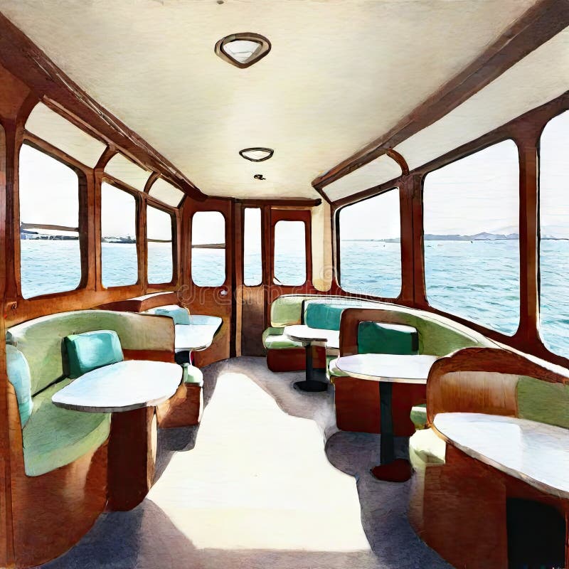 Watercolor of Interior of a Ship Stock Illustration - Illustration of ...