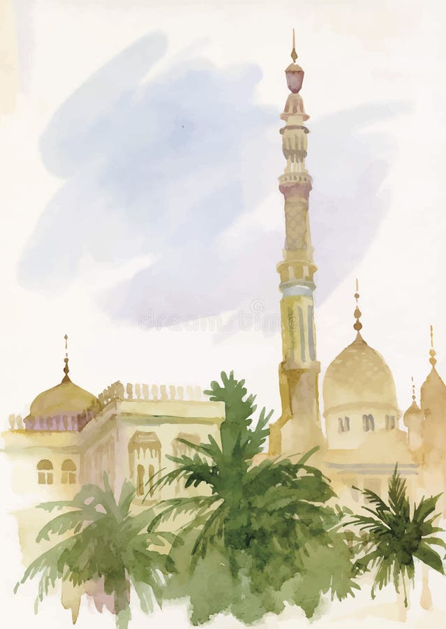 Watercolor Islamic Mosque Painting Stock Illustrations – 1,888 ...