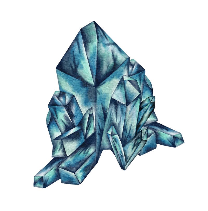 Watercolor Isolate Colorful Crytal Gemstone Stock Illustration ...