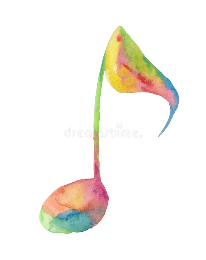 Watercolor Isolated Eighth Note on White Background. Music Note on ...