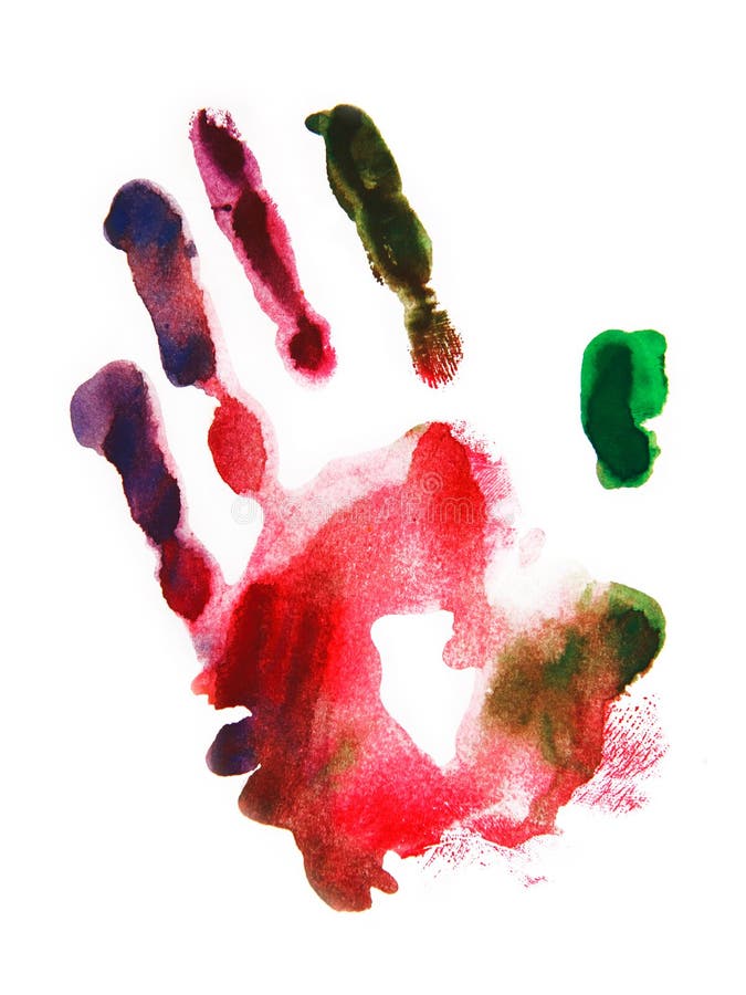 Watercolor Isolated Handprint Stock Image - Image of colored, color ...