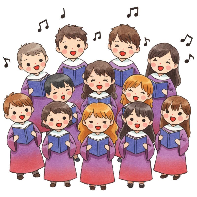 Joyful Group of Kids Singing in a Choir, Multicultural Children ...