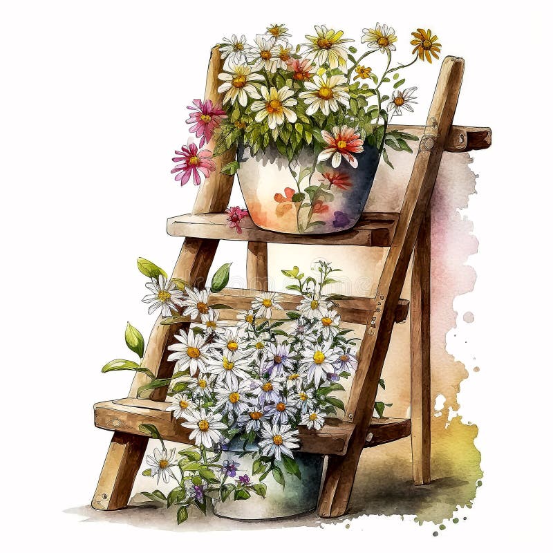 Elevate Your Garden with a Watercolor Ladder Planter Box AI Generated ... Elevate Your Garden with a Watercolor Ladder Planter Box AI Generated ...