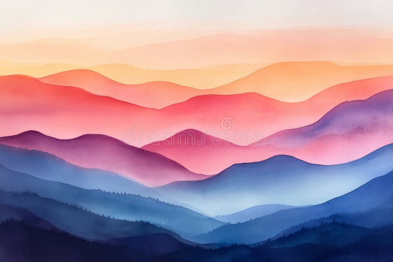 Watercolor Landscape with Gradients of Color Hues. Stock Photo - Image ...