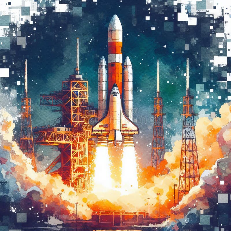 Watercolor Launch a Watercolor Painting of the Launch Stock ...