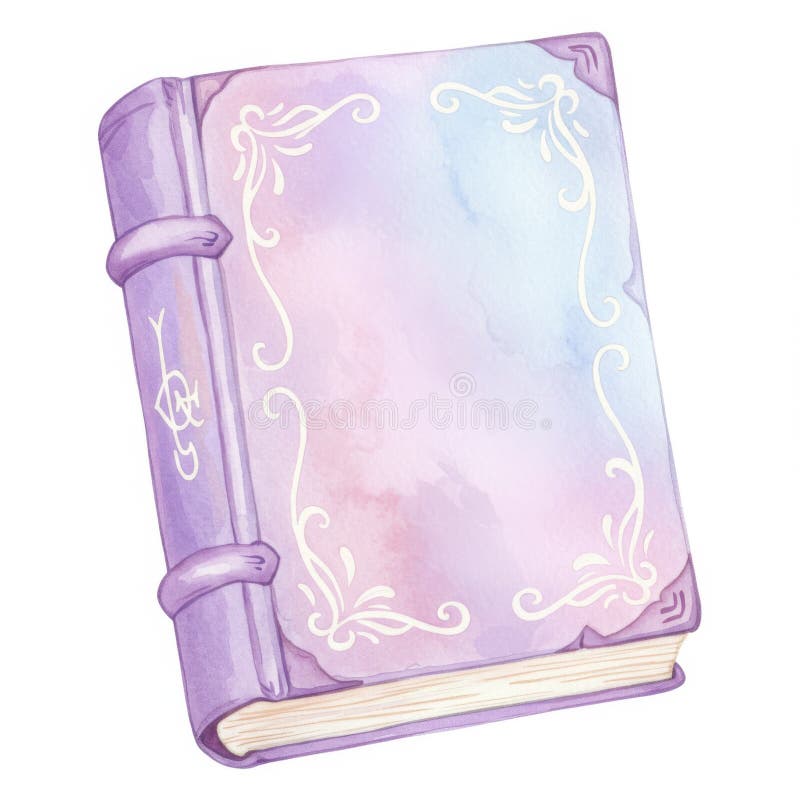 Watercolor Lavender Book with Ornate Design Stock Illustration ...