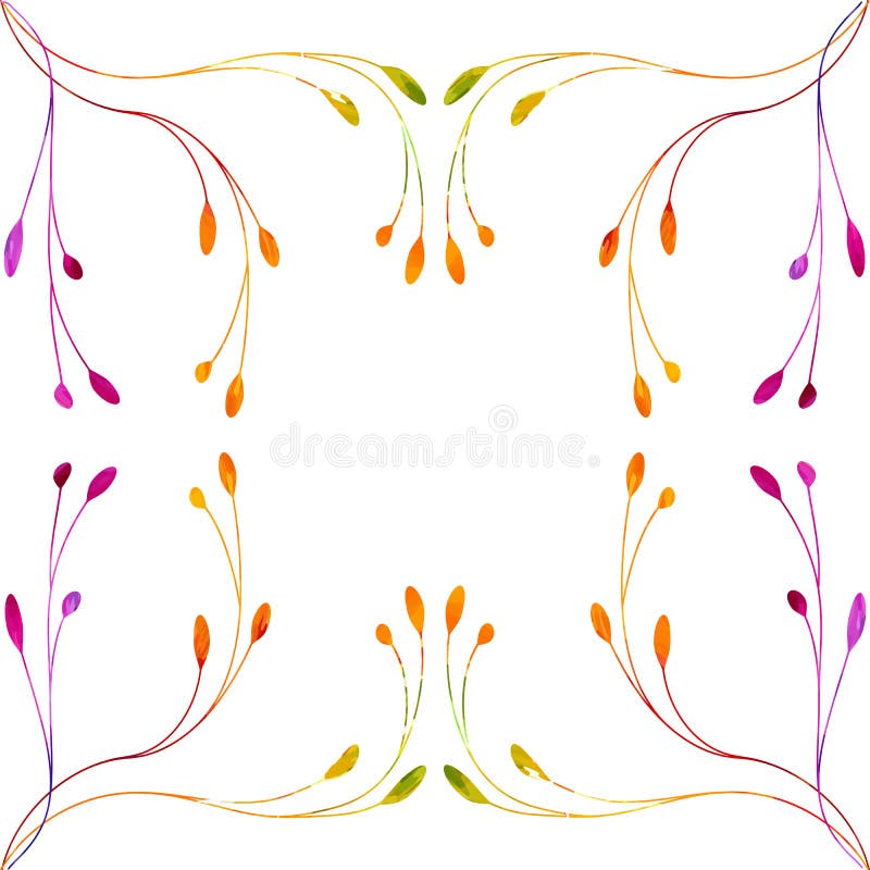 Watercolor Leaf Frame Art. Vector Stock Vector - Illustration of ...