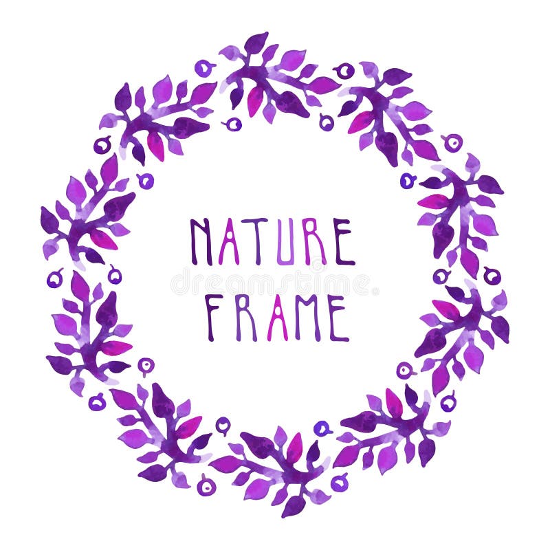 Watercolor Leaves Vector Blue Frame with Handwritten Cursive Text Stock ...