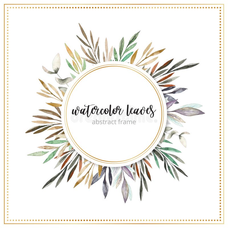 Watercolor Leaves Frame. Frame for Wedding Invitations, Save the Date ...