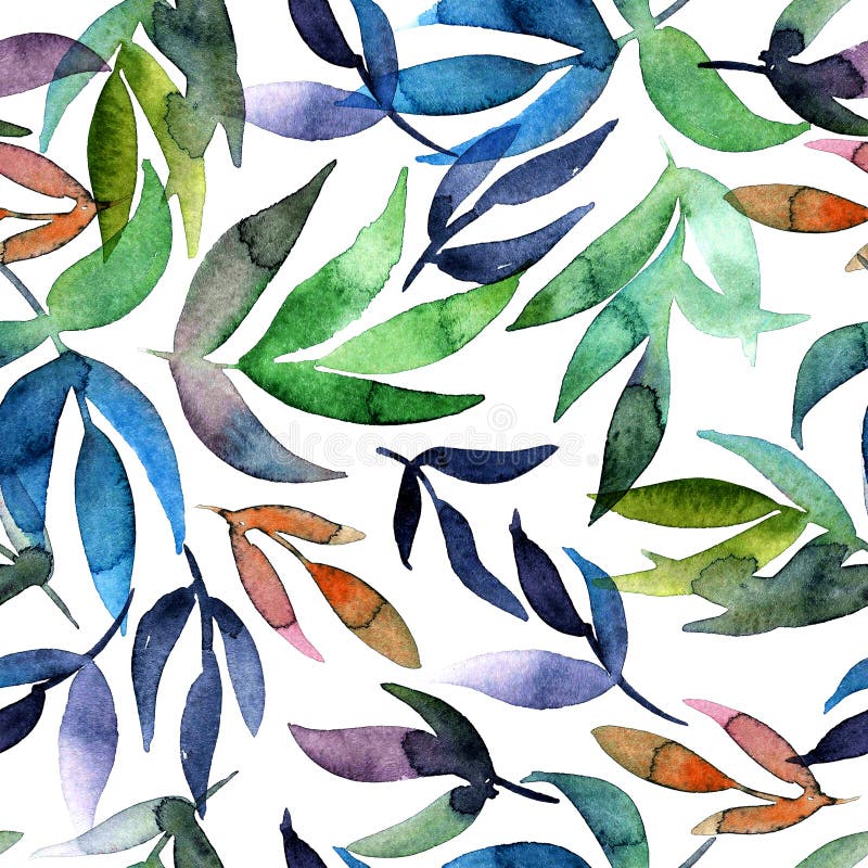 Watercolor leaves pattern stock illustration. Illustration of autumn ...
