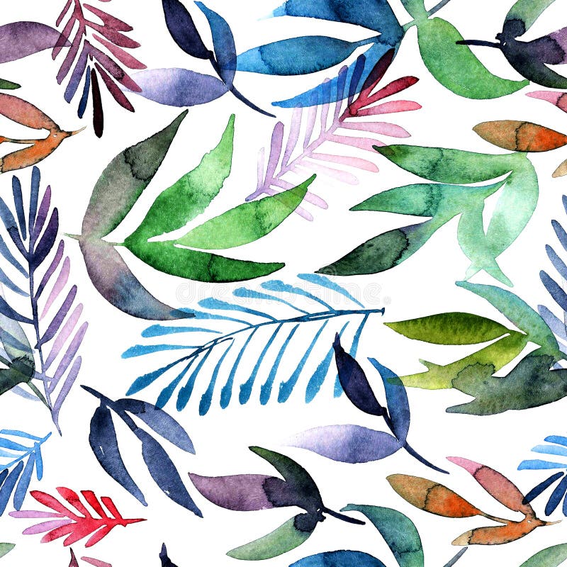 Watercolor leaves pattern stock illustration. Illustration of autumn ...