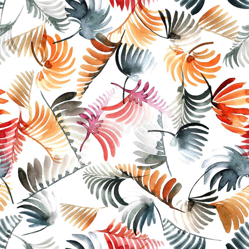 Watercolor leaves pattern stock illustration. Illustration of nature ...