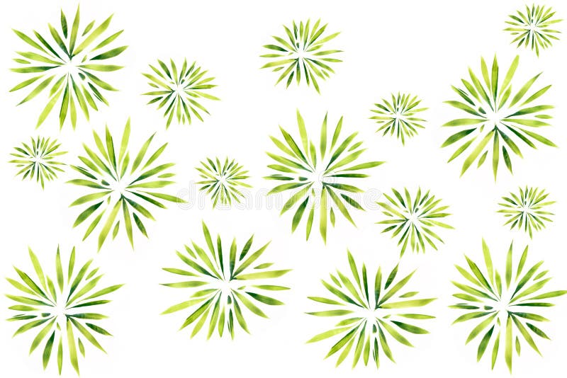 Watercolor Leaves and Plants Circle Texture Pattern Art Hand Painted on ...