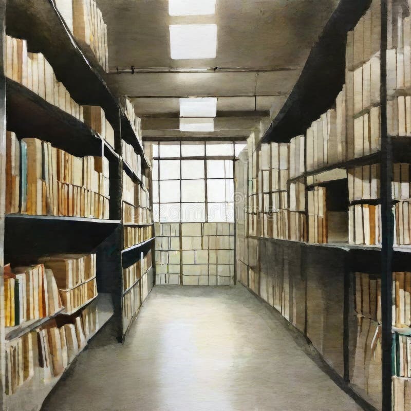 Watercolor of Library of Library Stock Illustration - Illustration of ...