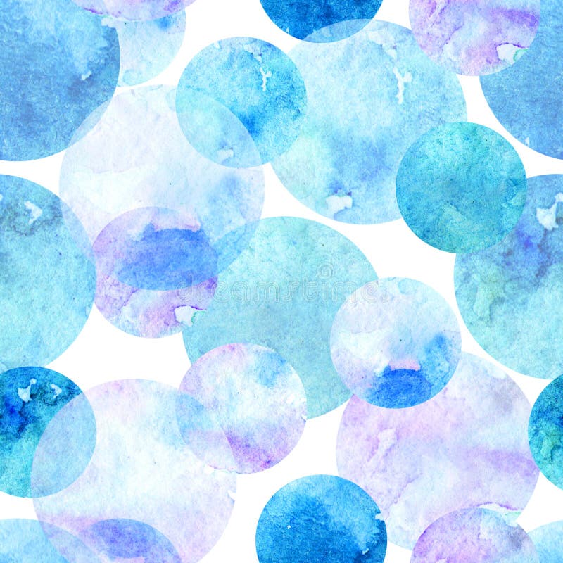 Watercolor Light Blue Circle Ball Abstract Seamless Pattern Stock ...