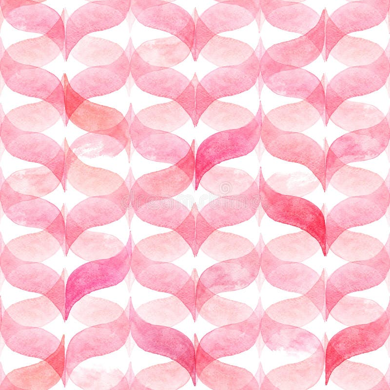 Watercolor Light Pink Background with Curved Wavy Gingham. Geometric ...