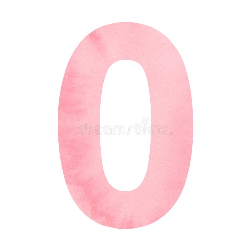 Watercolor Light Pink Number 0, Design for Cards Stock Illustration ...