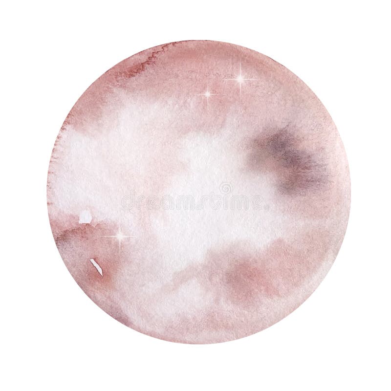 Watercolor Light Pink Round Moon Stock Vector - Illustration of ...