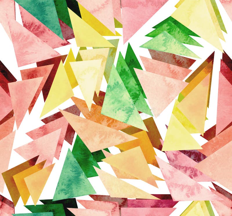 Watercolor Light Red and Green Triangles Repeat Pattern Stock ...