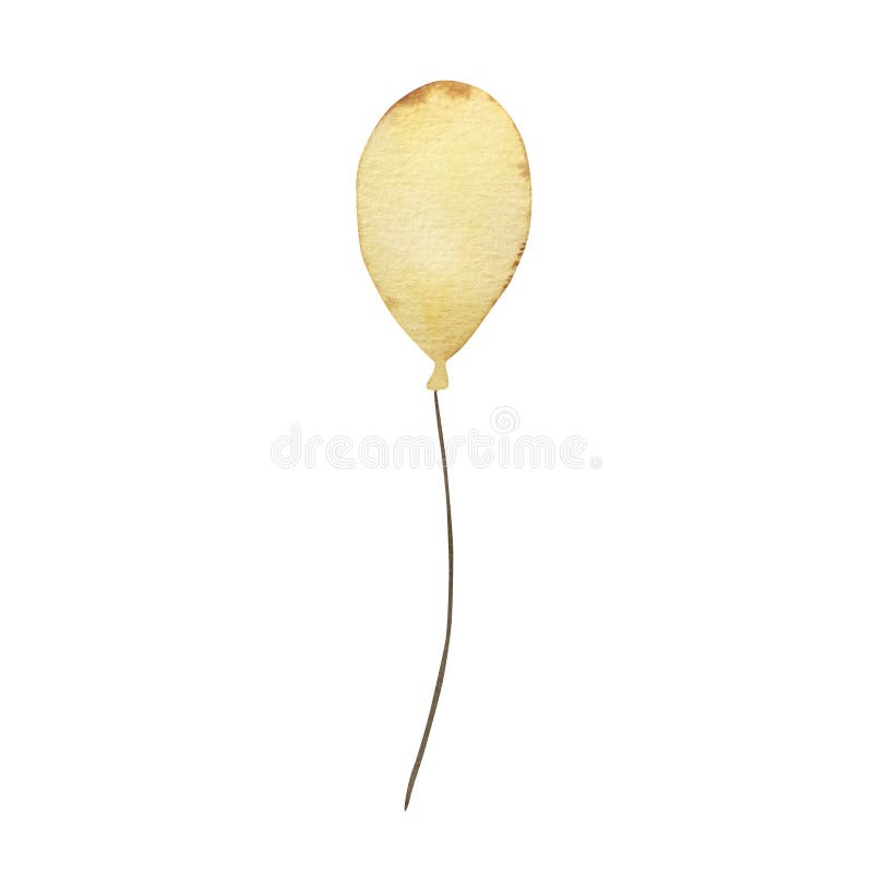 Watercolor Light Yellow Balloon Stock Illustration - Illustration of ...