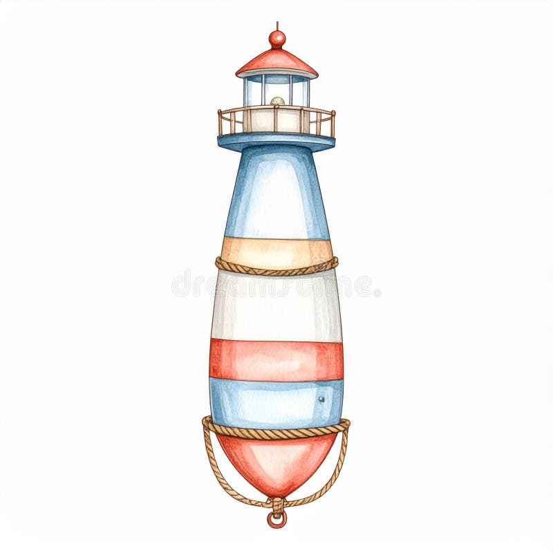 Watercolor Lighthouse Illustration Nautical Coastal Art Stock ...