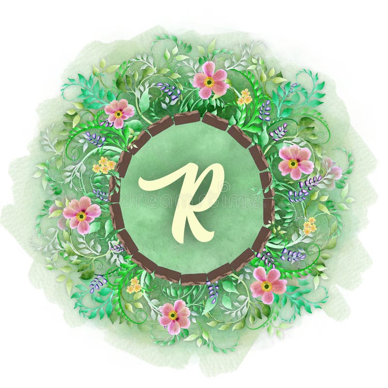 Letter R Inside a Flower Patch Frame Editorial Photography - Image of ...