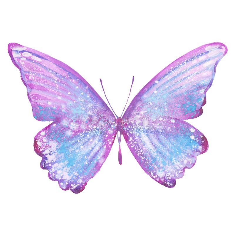 Watercolor lilac butterfly stock illustration. Illustration of flight ...