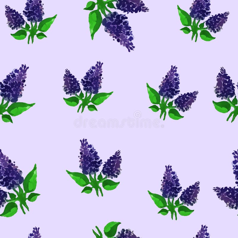 Floral Seamless Pattern with Watercolor Lilac Stock Illustration ...
