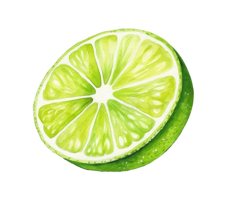 Watercolor Lime Drawing on Transparent Background in PNG Format ...