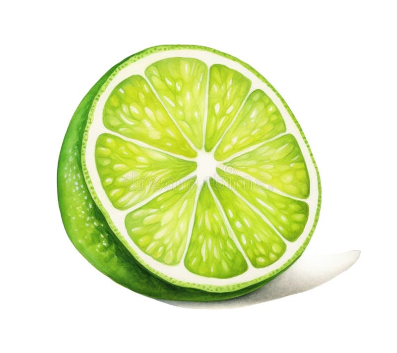 Watercolor Lime Drawing on Transparent Background in PNG Format ...