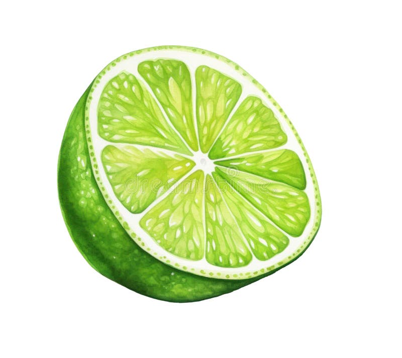 Watercolor Lime Drawing on Transparent Background in PNG Format ...