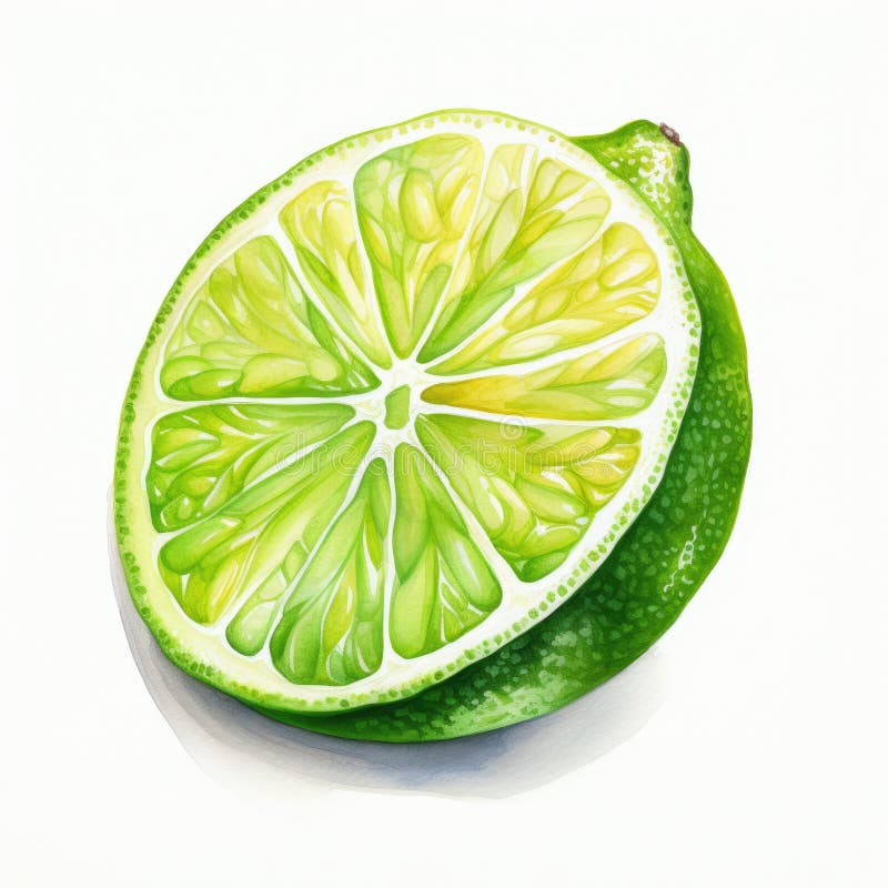 Watercolor lime stock illustration. Illustration of color - 328686811