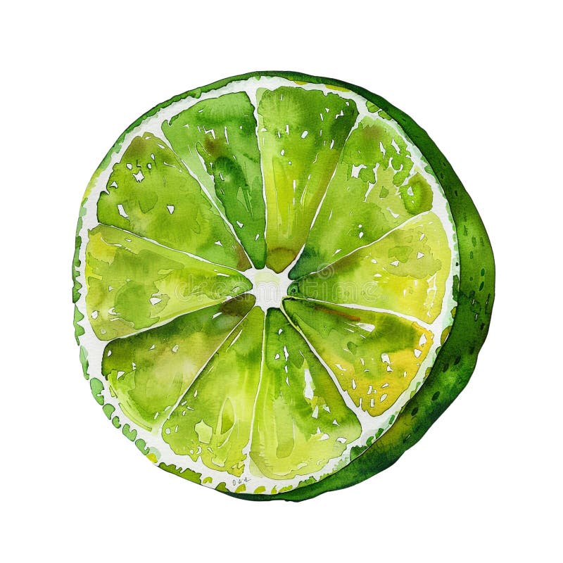 Watercolor Lime Slice stock image. Illustration of colorful - 347958103