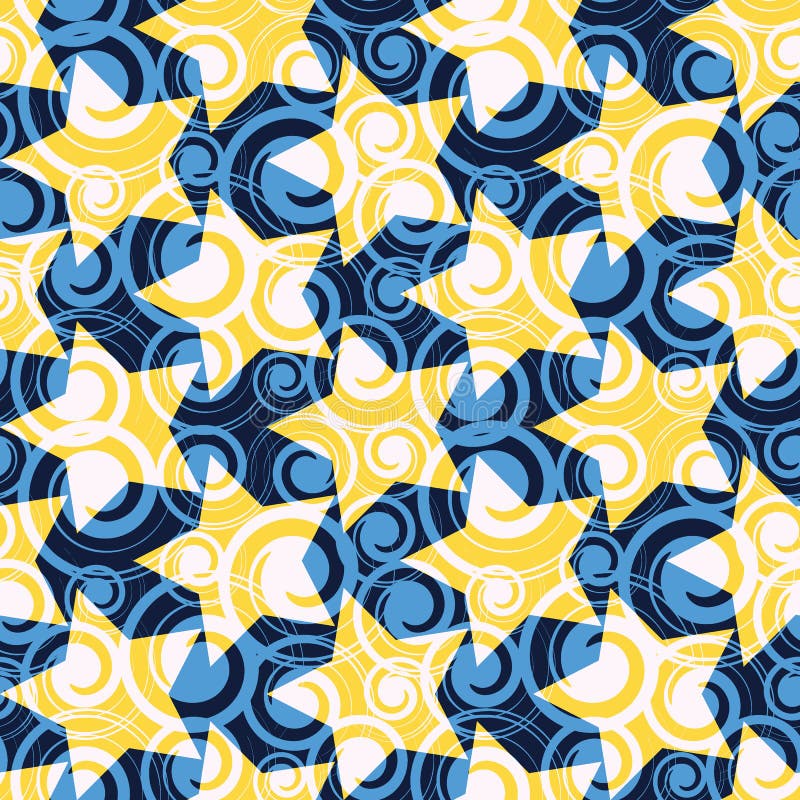 Watercolor Little Dots and Colorful Stars Seamless Pattern Stock ...