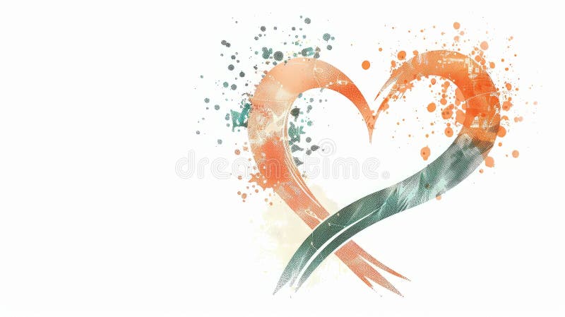 Watercolor Love Heart, Abstract Art with Splashes and Dots Stock Image ...