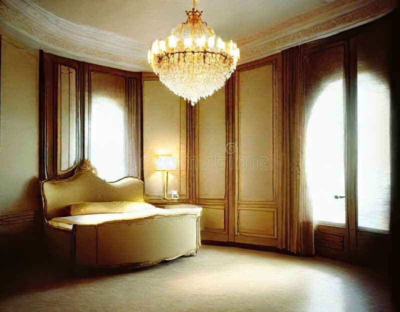 Watercolor of a Luxurious and Opulent Interior Design of a Private ...