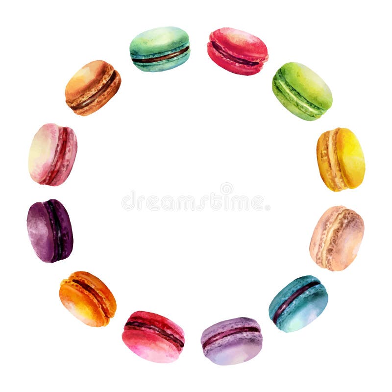Watercolor Macaron Round Frame Stock Vector - Illustration of frame ...