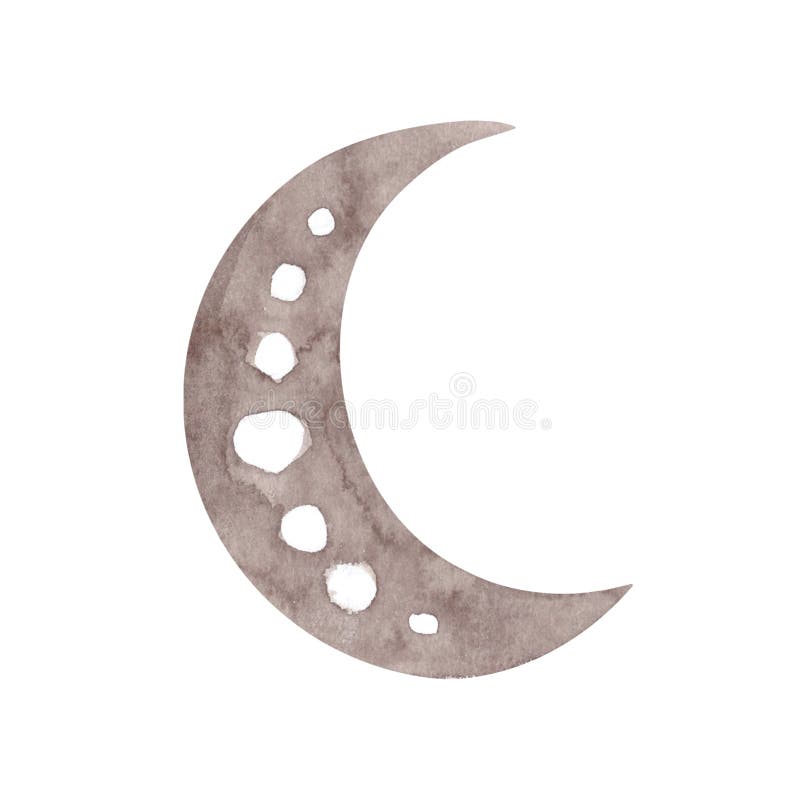 Watercolor Magic Black Moon with Dots Stock Illustration - Illustration ...