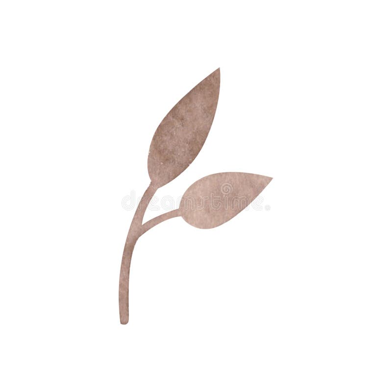 Watercolor Magic Two Leaves Stock Illustration - Illustration of ...
